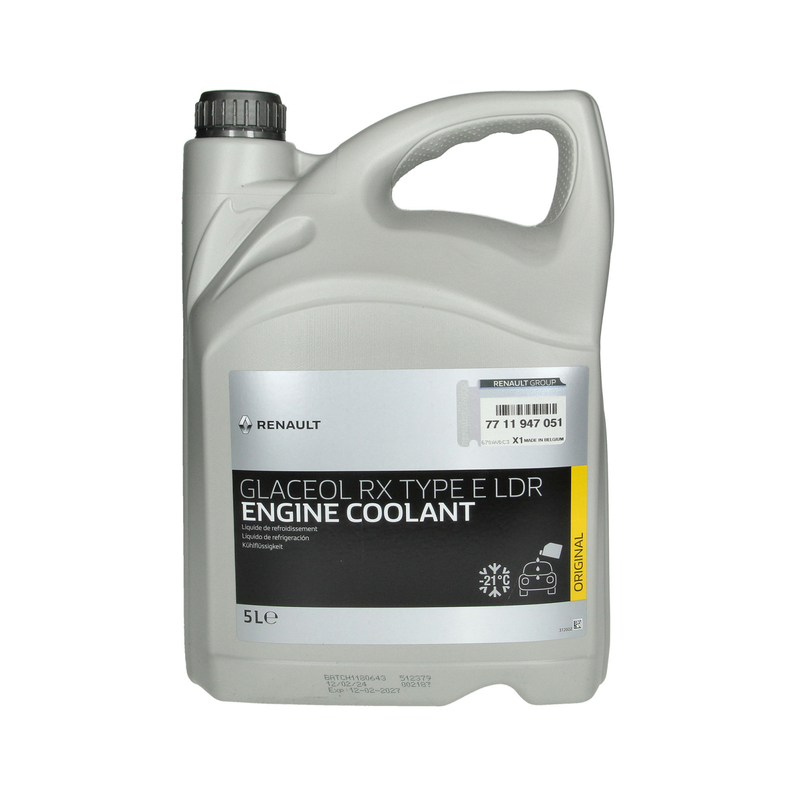 Antigel Original Renault Glaceol RX Type E, 5 Litri, Gata Preparat (-21 ...