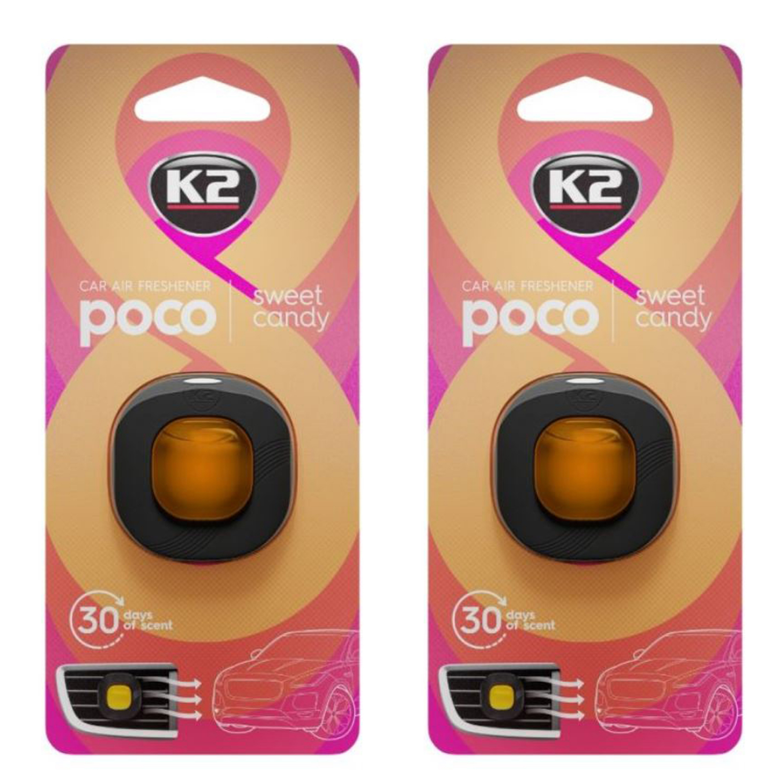 Pachet 2 x odorizant auto K2 poco sweet candy (Dama)