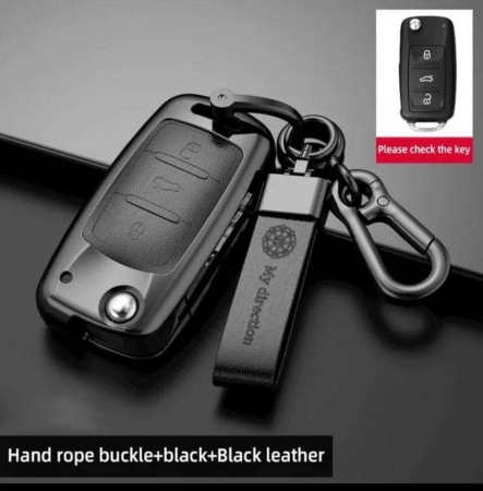 Husa cheie auto aluminiu si piele premium vw golf 5 6 tiguan skoda ...