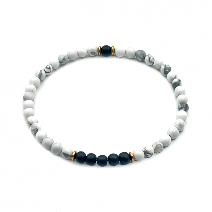 Bratara Velar pe Snur Elastic cu Onix Si Howlit