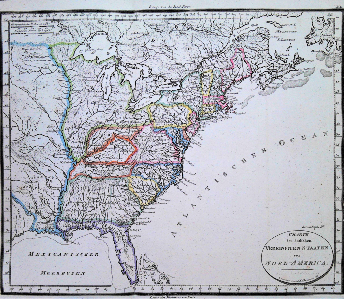 Harta Statelor Unite ale Americii - circa 1820