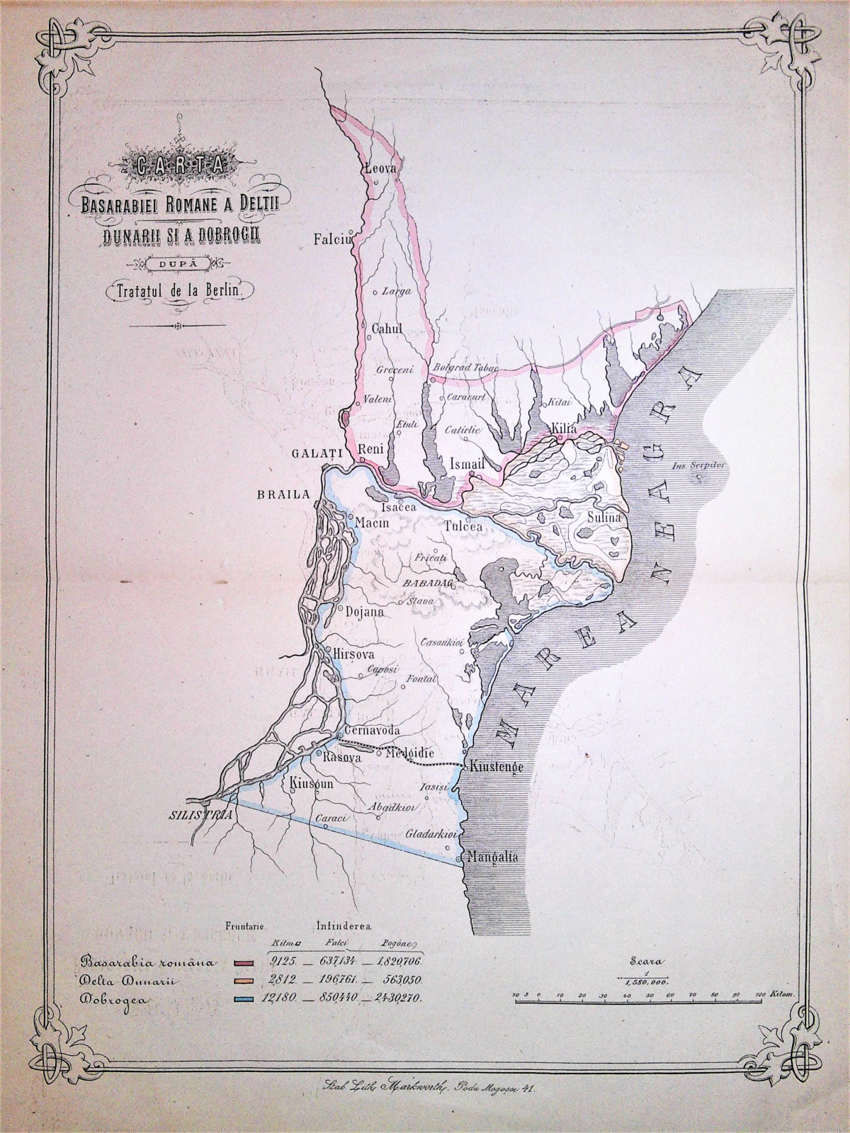 Harta Basarabiei Române, a Deltei Dunării și a Dobrogei