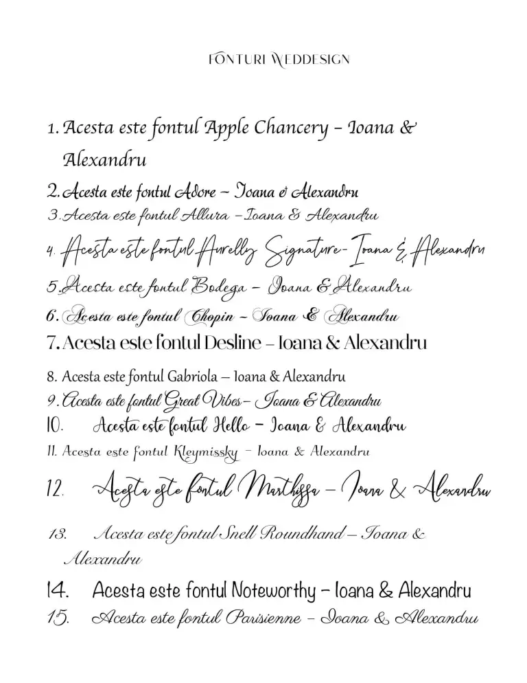 Fonturi pentru invitatii de nunta