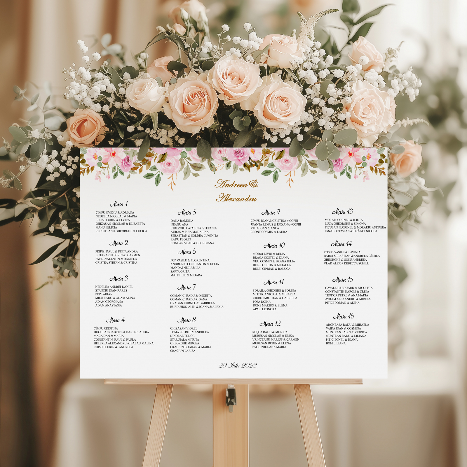 Lista de invitati nunta cu flori roz