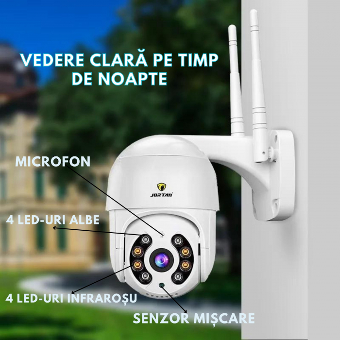 Camera de supraveghere WiFi Jortan 4MP, Full HD, exterior sau interior ...