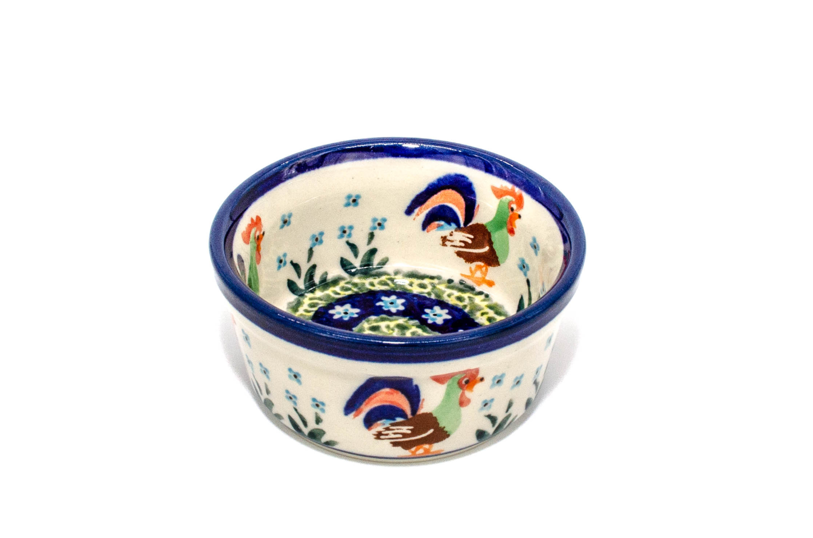 Bol rotund mic Vintage Rooster, ceramica smaltuita, pictat manual, 9,0 ...