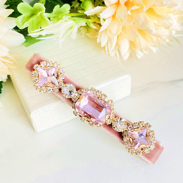 Agrafa de Par Cristale Roz - Accesorii de Par | ZURIEVA