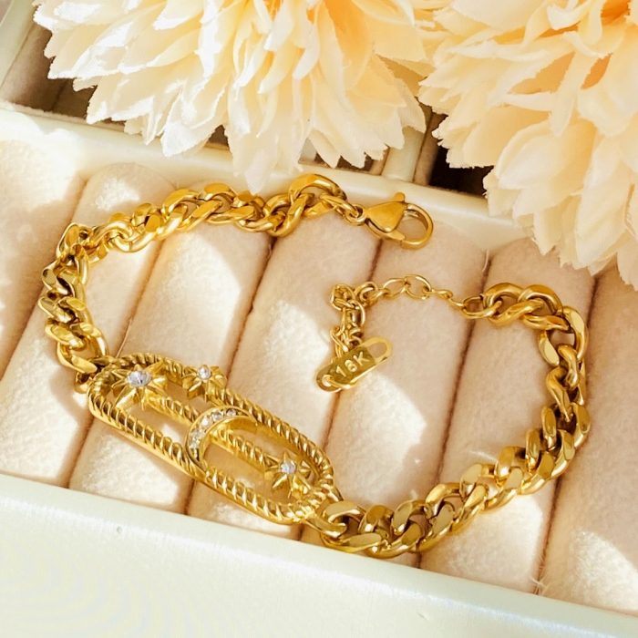 Bratara Aurie Luna & Stele Otel Inoxidabil - Bijuterii Inox | ZURIEVA