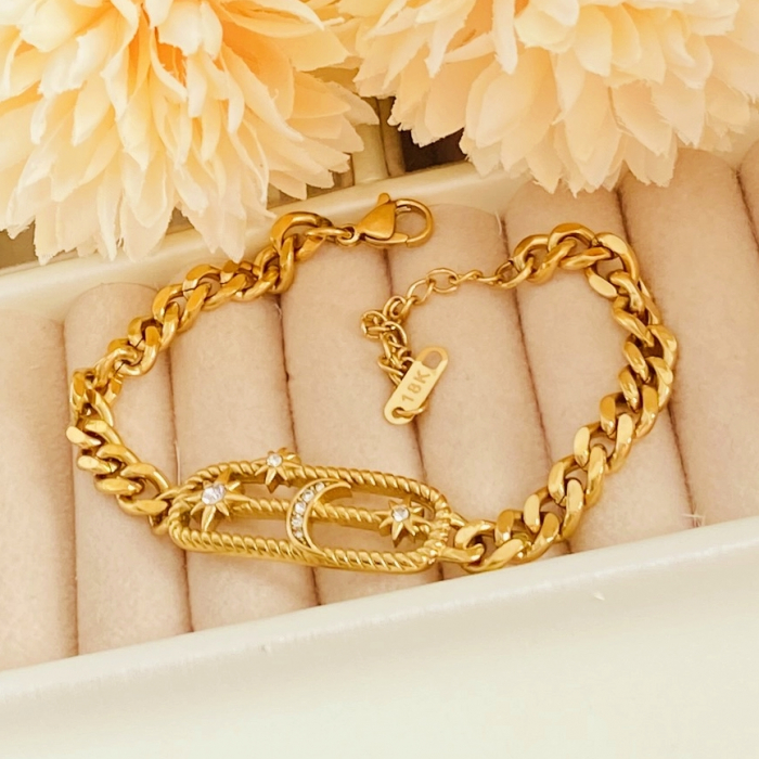 Bratara Aurie Luna & Stele Otel Inoxidabil - Bijuterii Inox | ZURIEVA