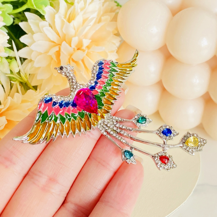 Brosa Phoenix Argintiu Cristale - Brose Dama | ZURIEVA