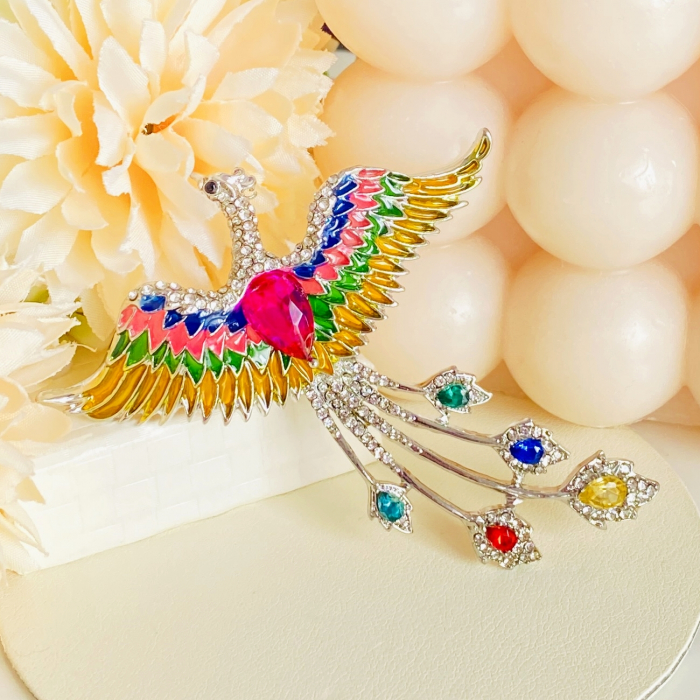 Brosa Phoenix Argintiu Cristale - Brose Dama | ZURIEVA