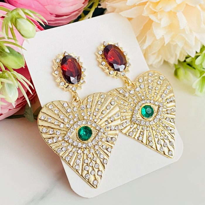 Cercei Lungi Inima Evil Eye - Cercei Mari, Statement | ZURIEVA