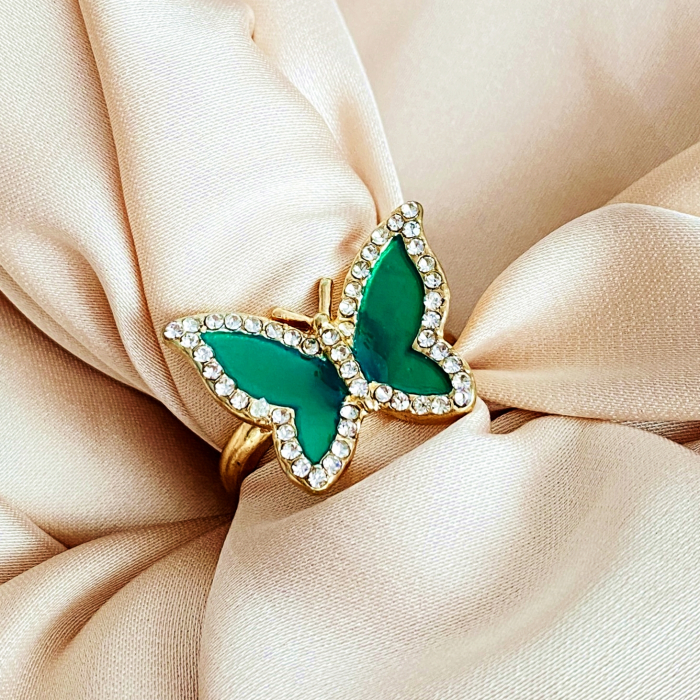 Inel Fluture Verde Smarald - Bijuterii Femei | ZURIEVA