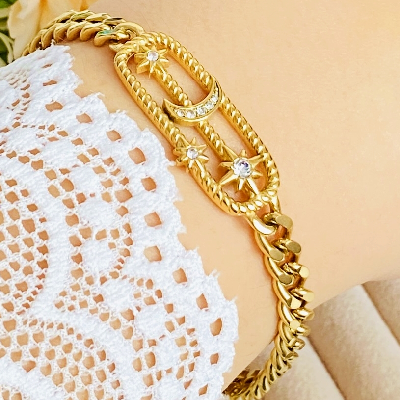 Bratara Aurie Luna & Stele Otel Inoxidabil - Bijuterii Inox | ZURIEVA