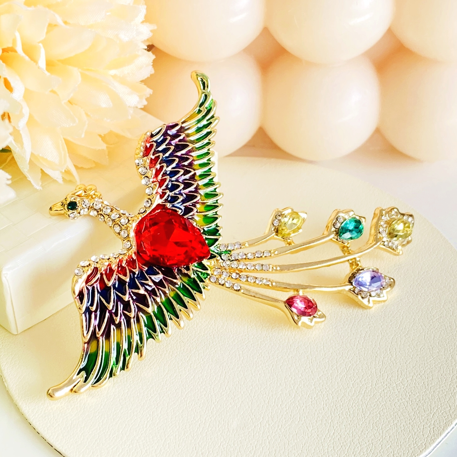 Brosa Pasare Phoenix Cristale - Bijuterii Femei | ZURIEVA