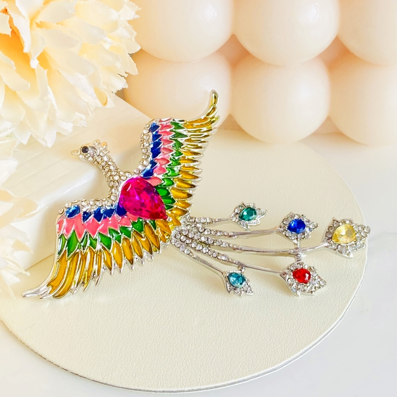 Brosa Phoenix Argintiu Cristale - Brose Dama | ZURIEVA