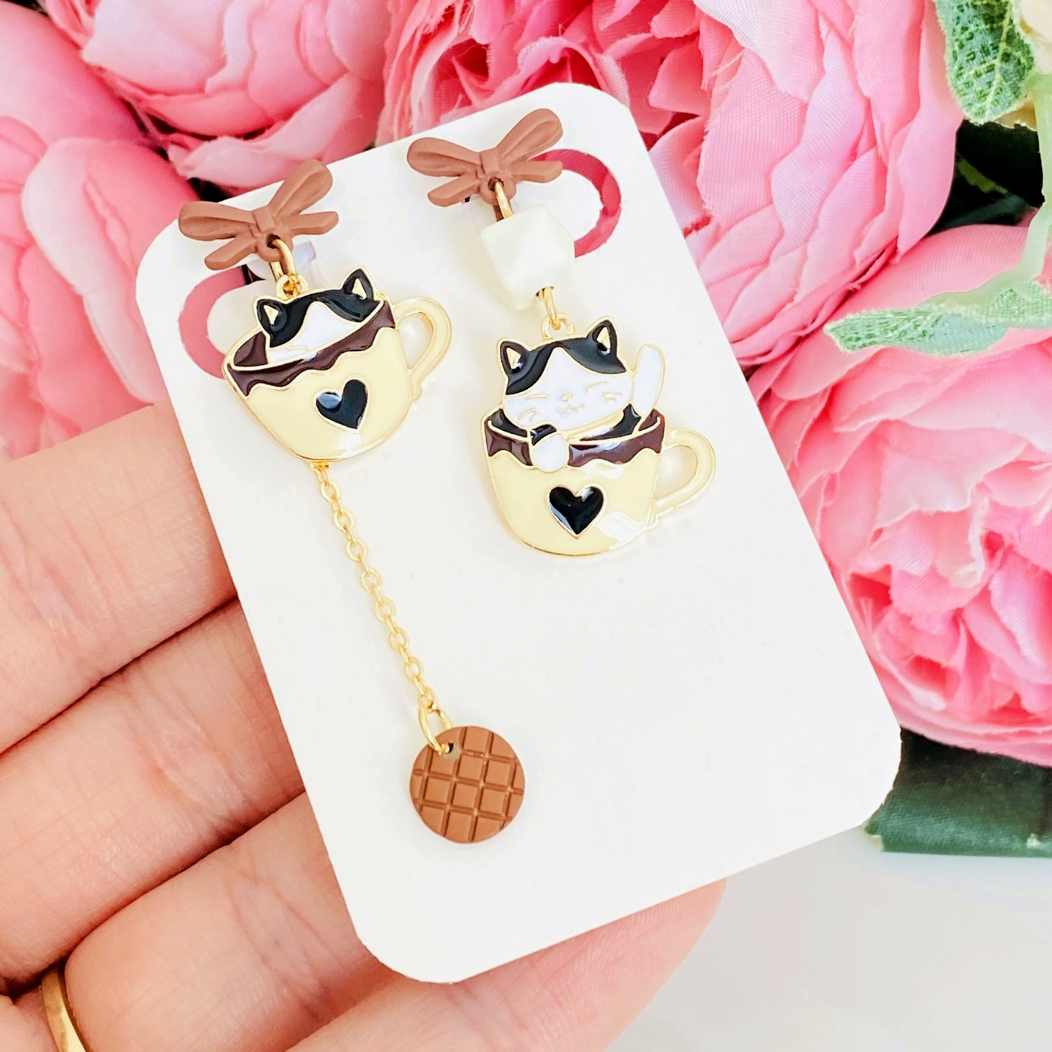 Cercei Clips Pisici si Cescute Cafea - Cercei Clipsuri | ZURIEVA