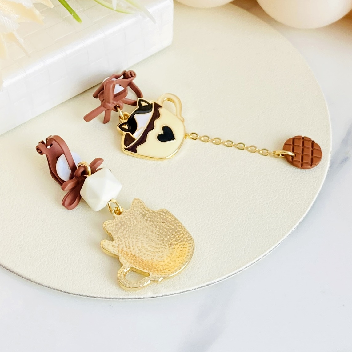 Cercei Clips Pisici si Cescute Cafea - Cercei Clipsuri | ZURIEVA