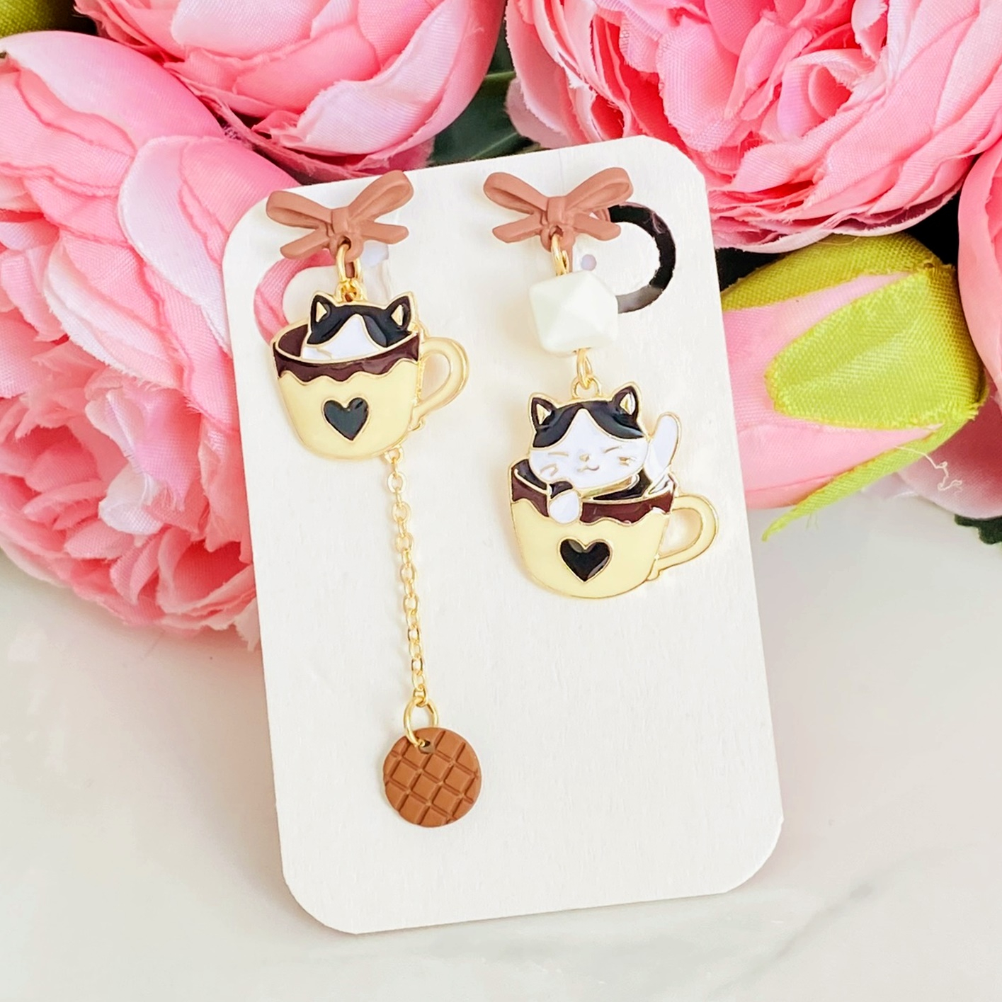 Cercei Clips Pisici si Cescute Cafea - Cercei Clipsuri | ZURIEVA