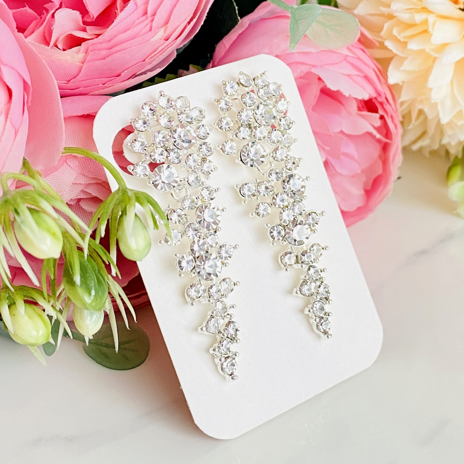 Cercei Clips Cristale Argintii - Cercei Clipsuri Dama | ZURIEVA