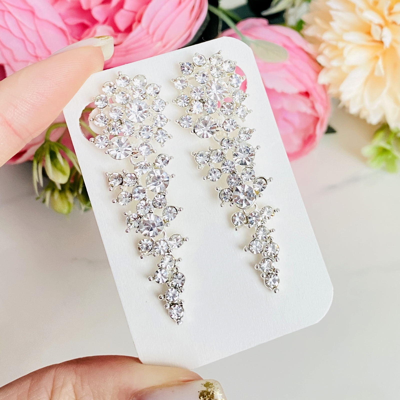 Cercei Clips Cristale Argintii - Cercei Clipsuri Dama | ZURIEVA