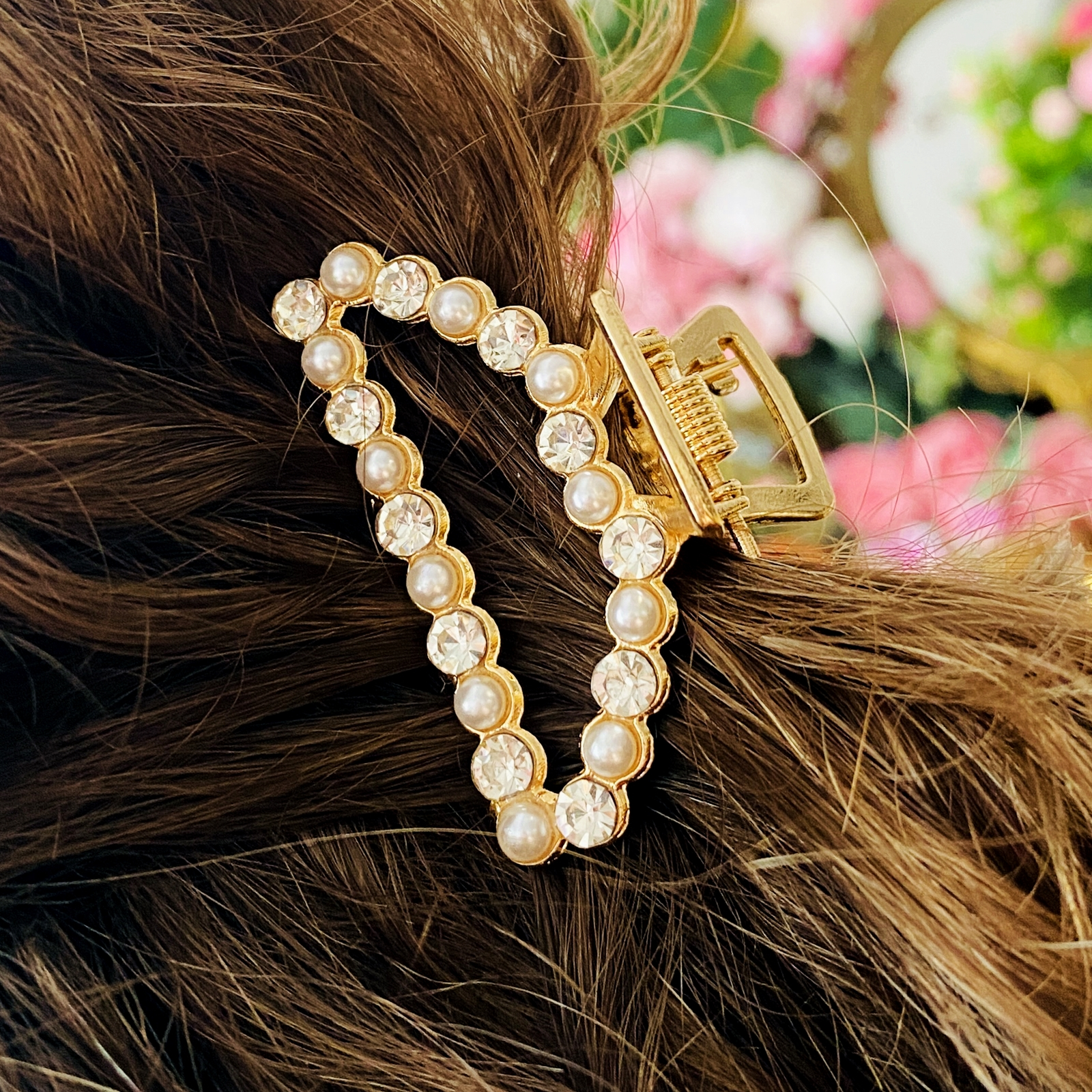 Clama Metal Auriu Perle Cristale - Accesorii de Par | ZURIEVA