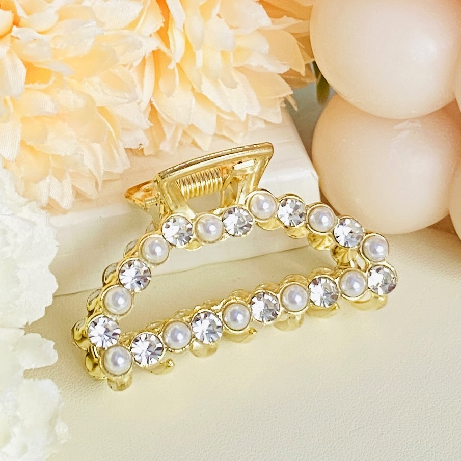 Clama Metal Auriu Perle Cristale - Accesorii de Par | ZURIEVA