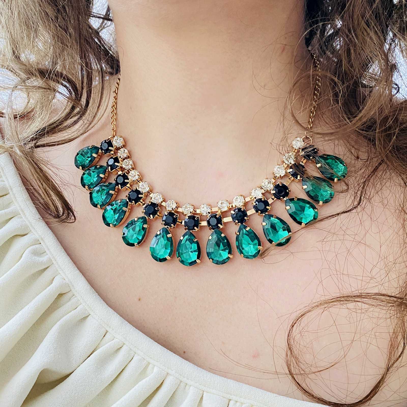 Colier Statement Cristale Verde Smarald - Coliere Femei | ZURIEVA