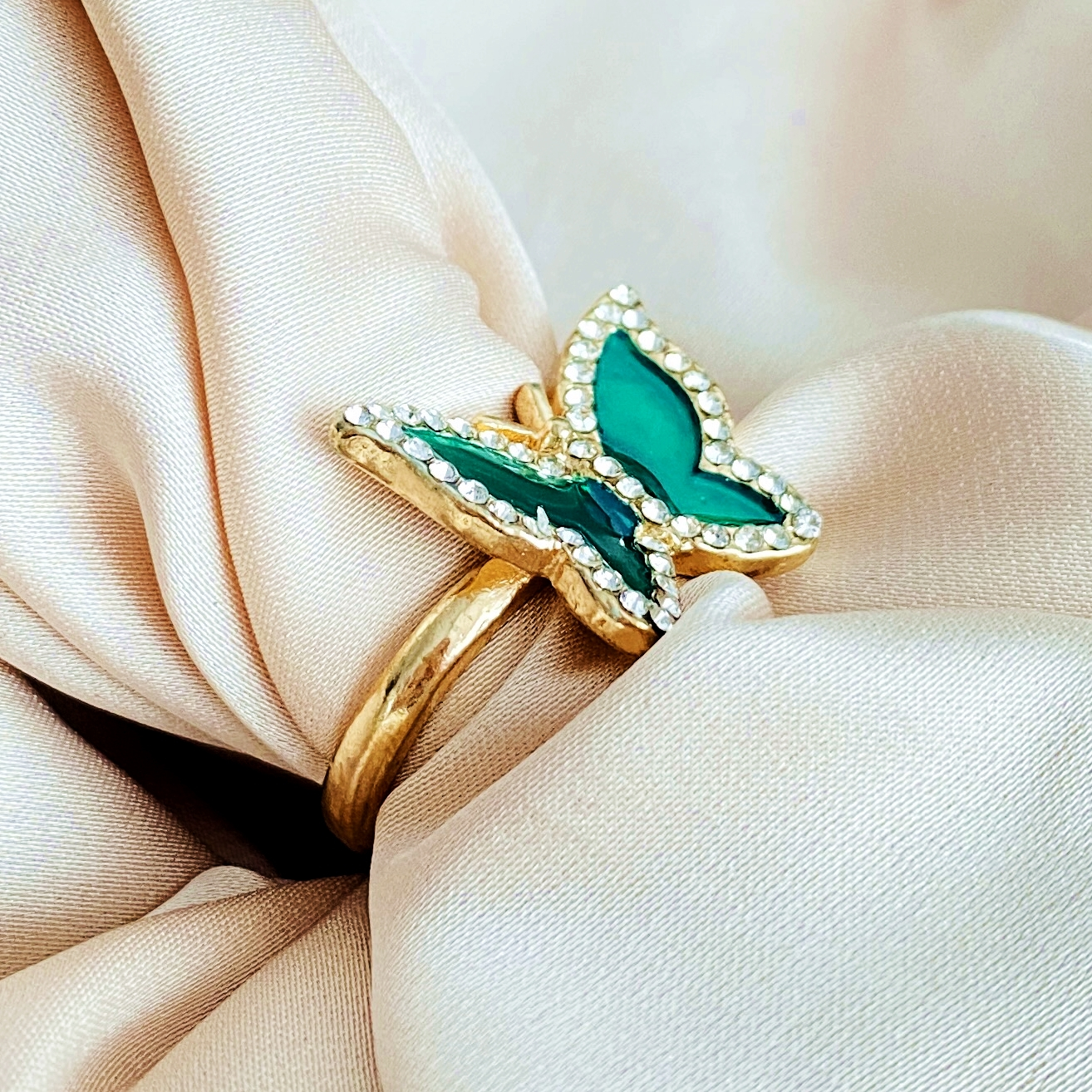 Inel Fluture Verde Smarald - Bijuterii Femei | ZURIEVA