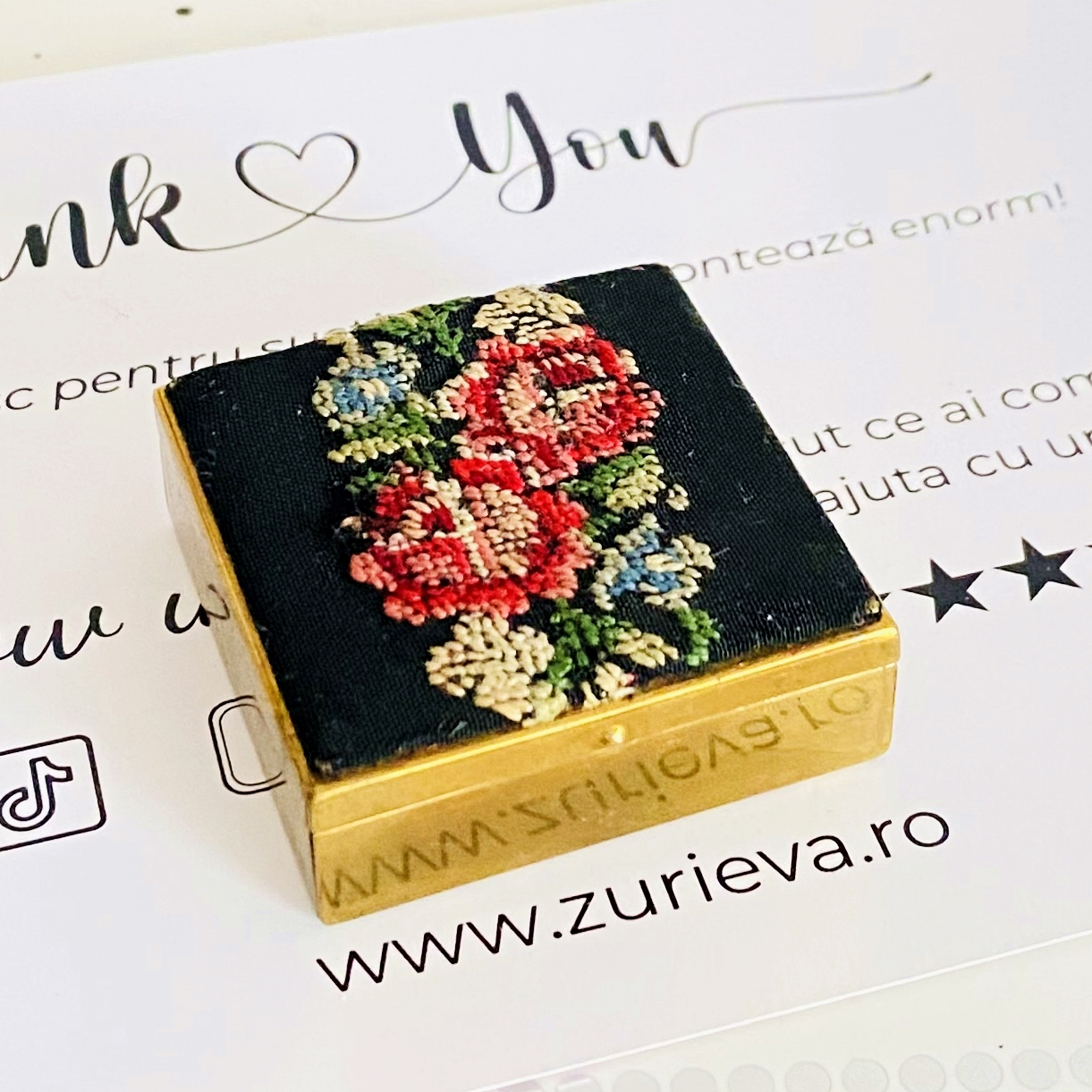 Mini Cutiuta Vintage - Flori Brodate | ZURIEVA