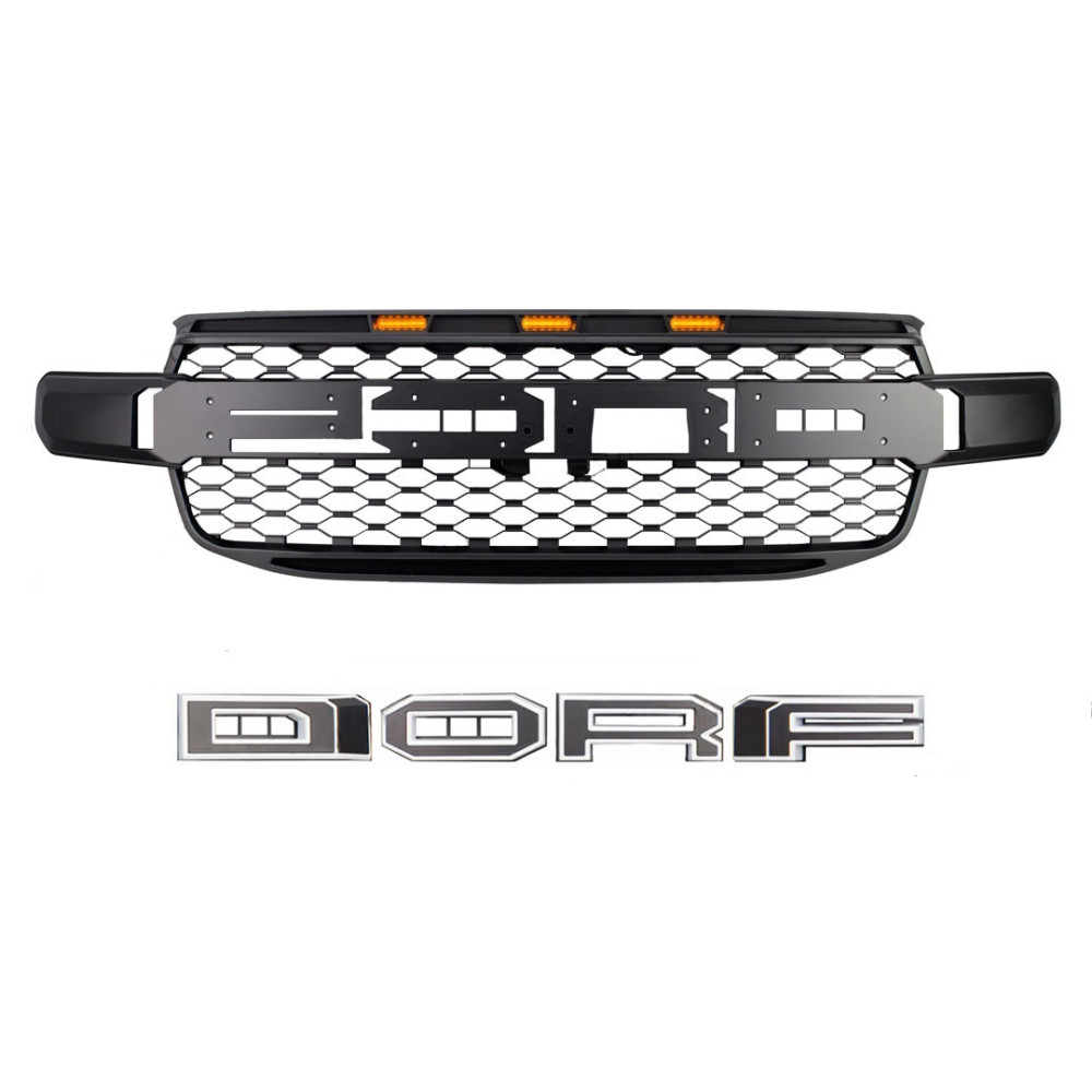 Grila radiator Raptor Style negru mat cu contur alb si leduri ...