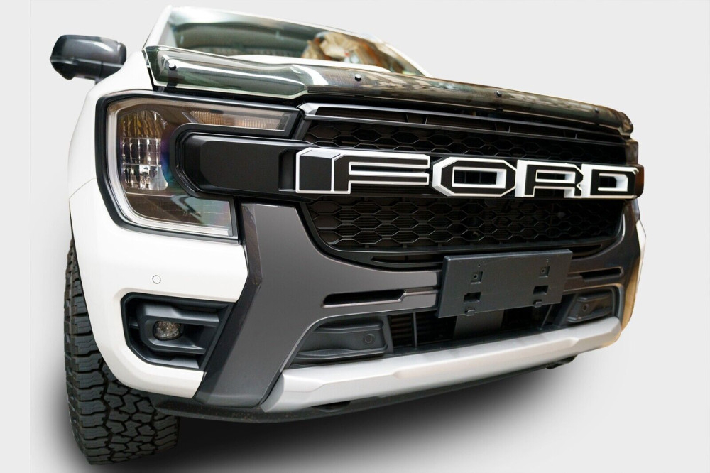 Grila radiator Raptor Style negru mat cu contur alb si leduri ...