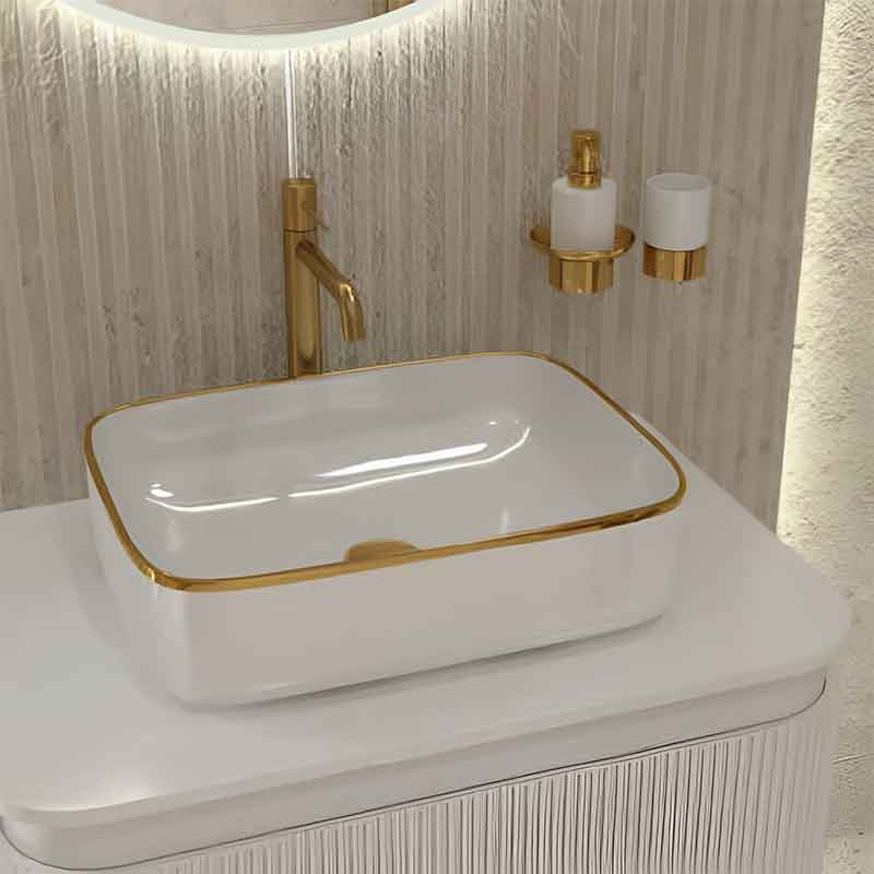 Lavoar pe blat Spectrum, Castor Gold Line, dreptunghiular, alb-auriu ...