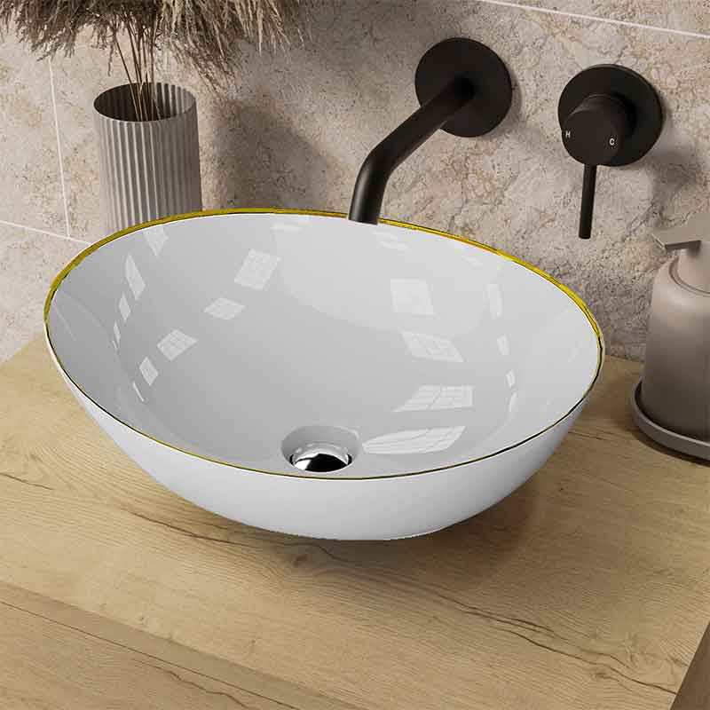 Lavoar pe blat Spectrum, Finta Gold Line, oval, alb-auriu ️ Brico