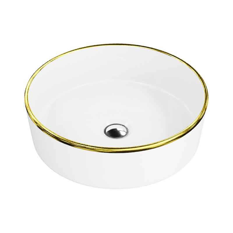 Lavoar pe blat Spectrum, Rosina Gold Line, rotund, alb-auriu ️ Brico