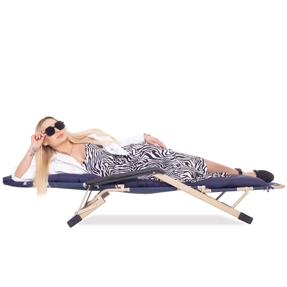 Sezlong metalic reglabil pe pozitii, cu perna si tetiera, 120kg ...