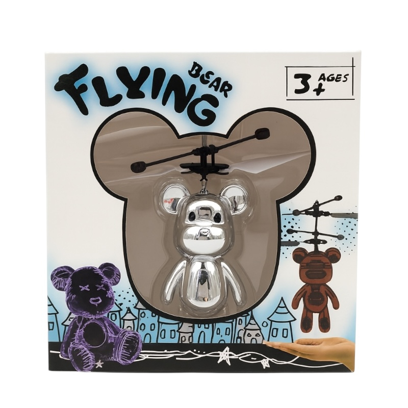 Flying Bear – Jucarie zburatoare cu senzori, model argintiu, 3+ ani