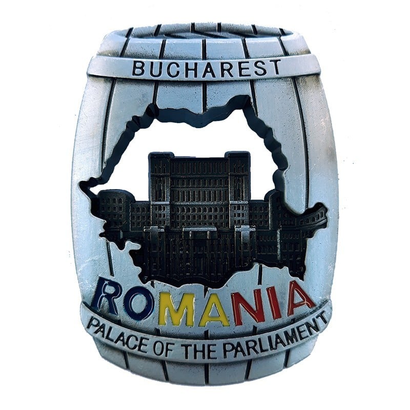 Magnet metalic forma butoi 5x7 cm Palatul Parlamentului